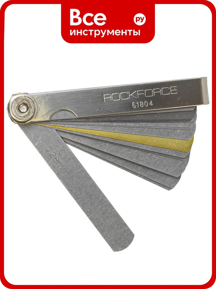 Набор щупов Rockforce из 32 предметов для измерения зазоров, плоские стальные щупы, длина 185 мм, ширина 40 мм, высота