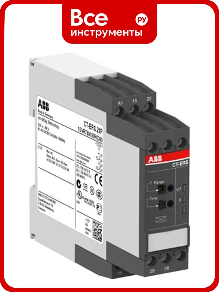 Реле времени ABB CT-WBS.22S многофункциональное, 24-240B AC, 24-48B DC, 0,05с.300ч, 2ПК, винтовые клемм 1SVR730040R3300