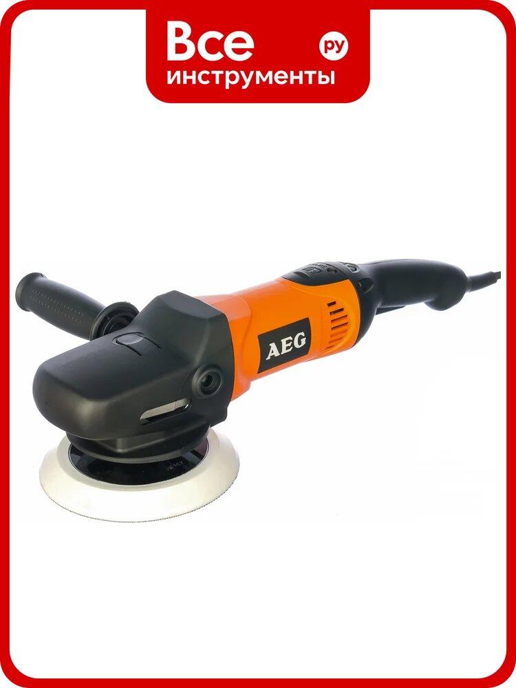 Полировальная шлифмашина AEG PE 150 с щеточным мотором, защитой от перегрева и креплением насадок на липучке