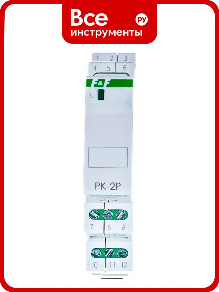 Промежуточное реле F F PK-2P/Un12V EA06.001.006 модульный тип, двойная контактная группа, универсальное AC/DC назначение