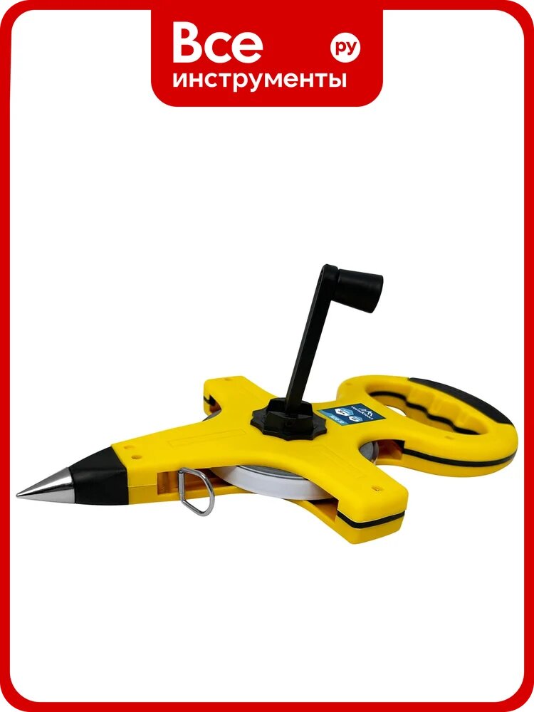 Геодезическая рулетка vertextools 30м 3030-30, пластиковая, полупрофессиональная, стальная лента с магнитным зацепом