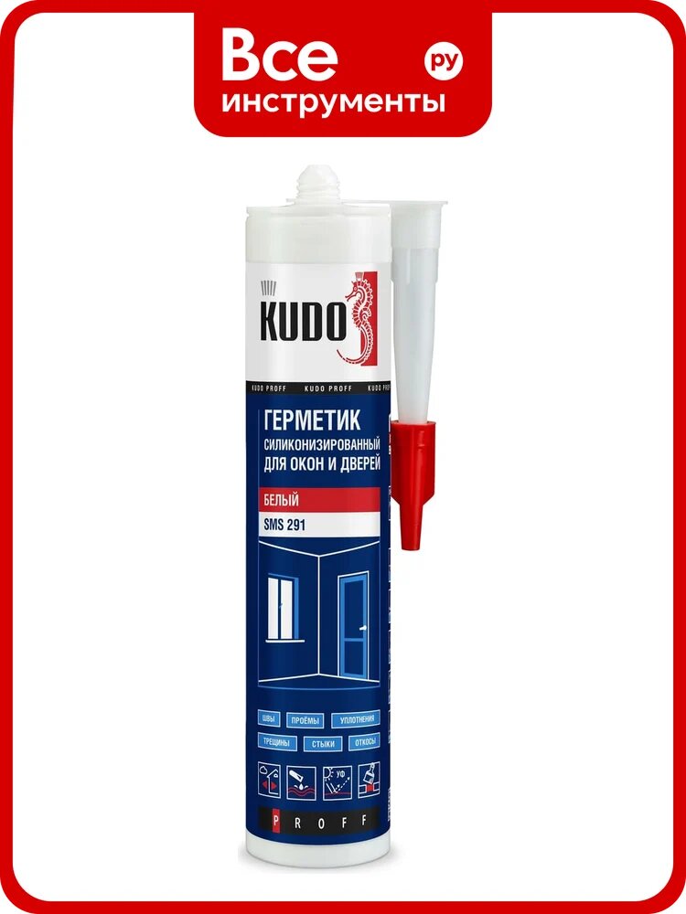 Силиконизированный герметик для окон и дверей KUDO PROFF (белый; 280 мл) SMS-291
