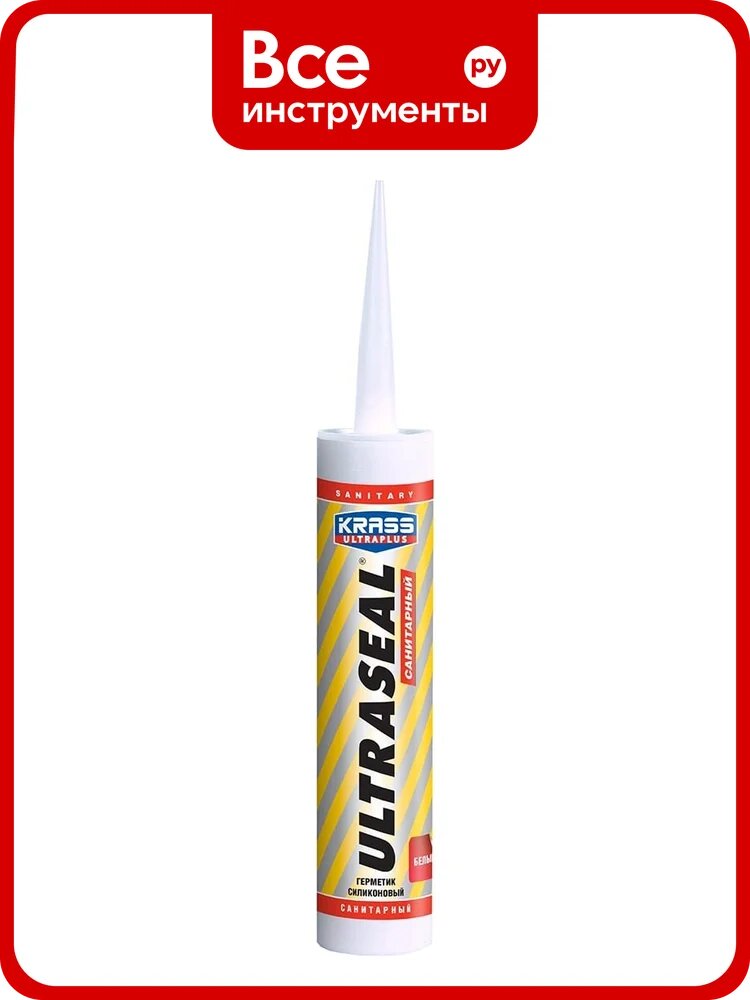 Санитарный силиконовый герметик KRASS Ultraseal белый, 260 мл ЛА-00000282, герметизации в помещениях