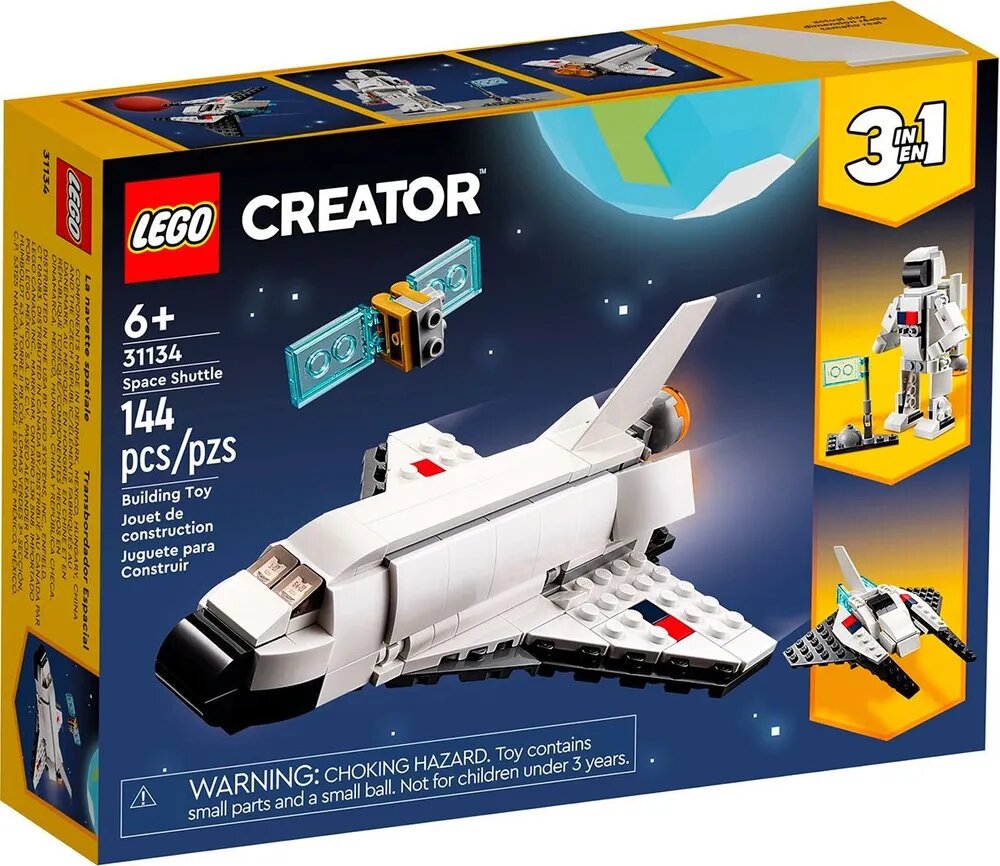 Конструктор LEGO CREATOR 3-in-1 Космический шаттл, 144 деталей, возраст от 6+, 31134