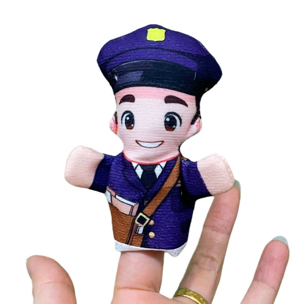 Professional person plush finger puppet toy with soft pp cotton for kids play and collectible items mini postman