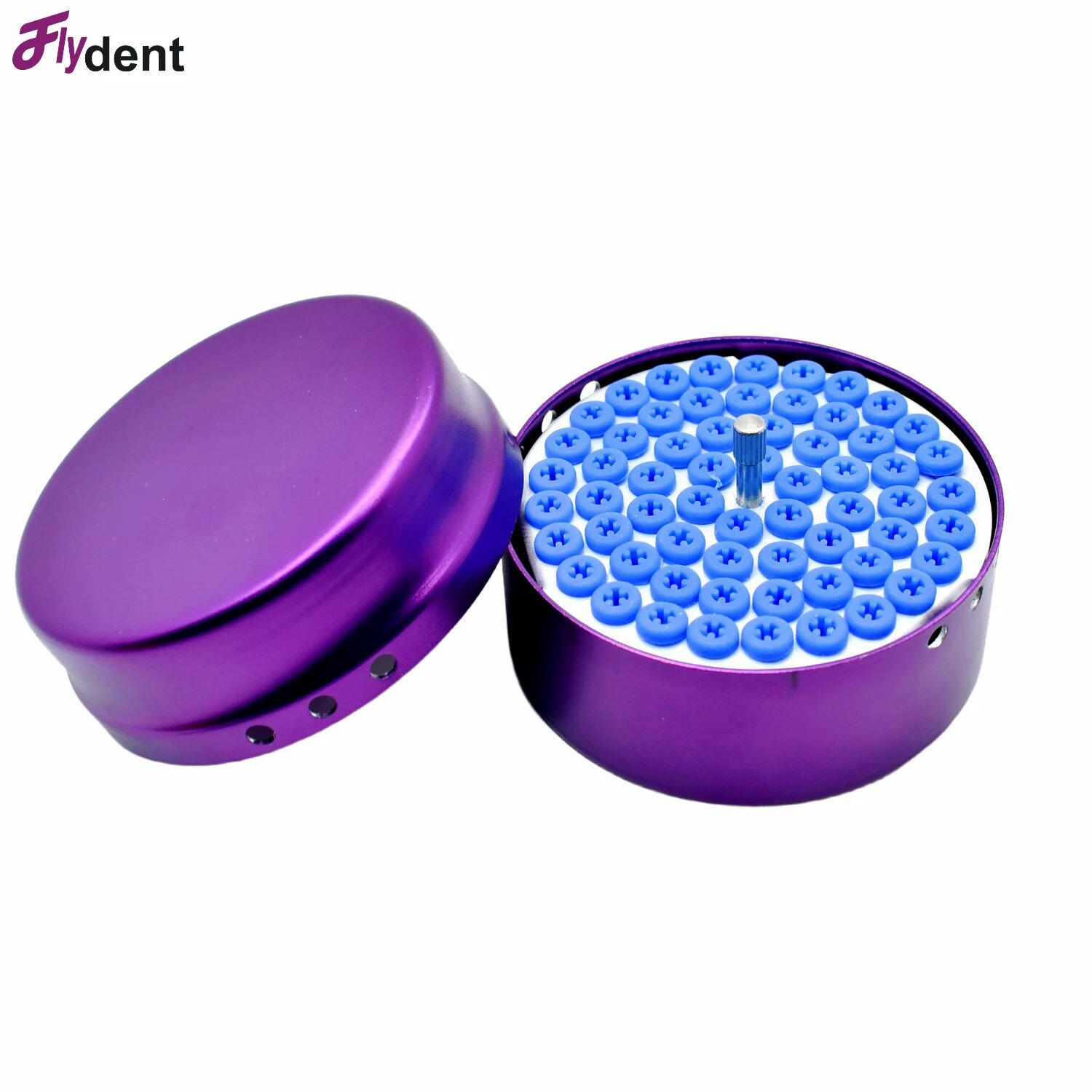 Металлическая дезинфекционная коробка eflydent 62 отверстия синяя/серая purple