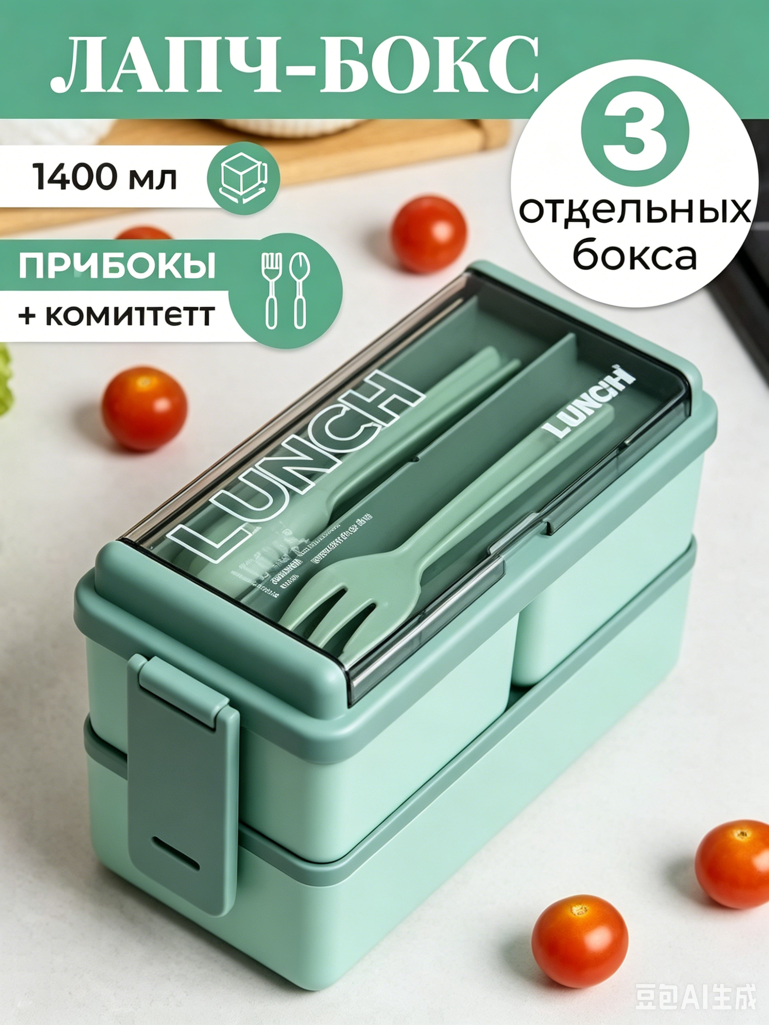 Ланч-бокс, с несколькими отделениями, для нескольких приборов