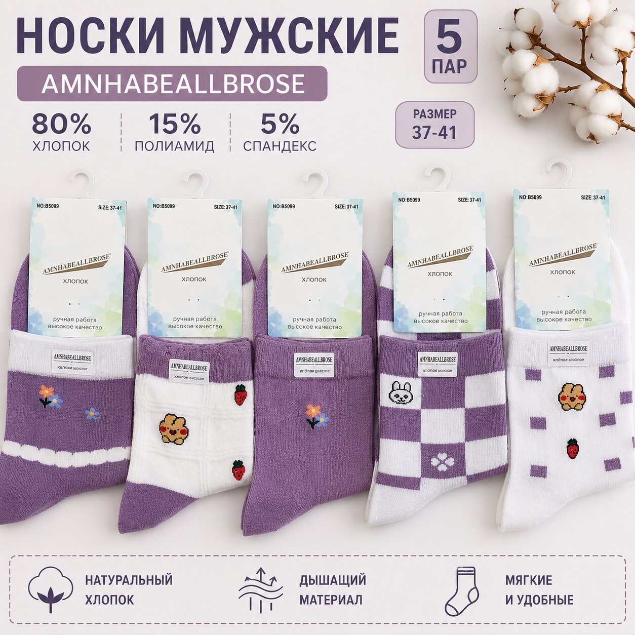 Носки AMNHA BEALL BROSE, комплект