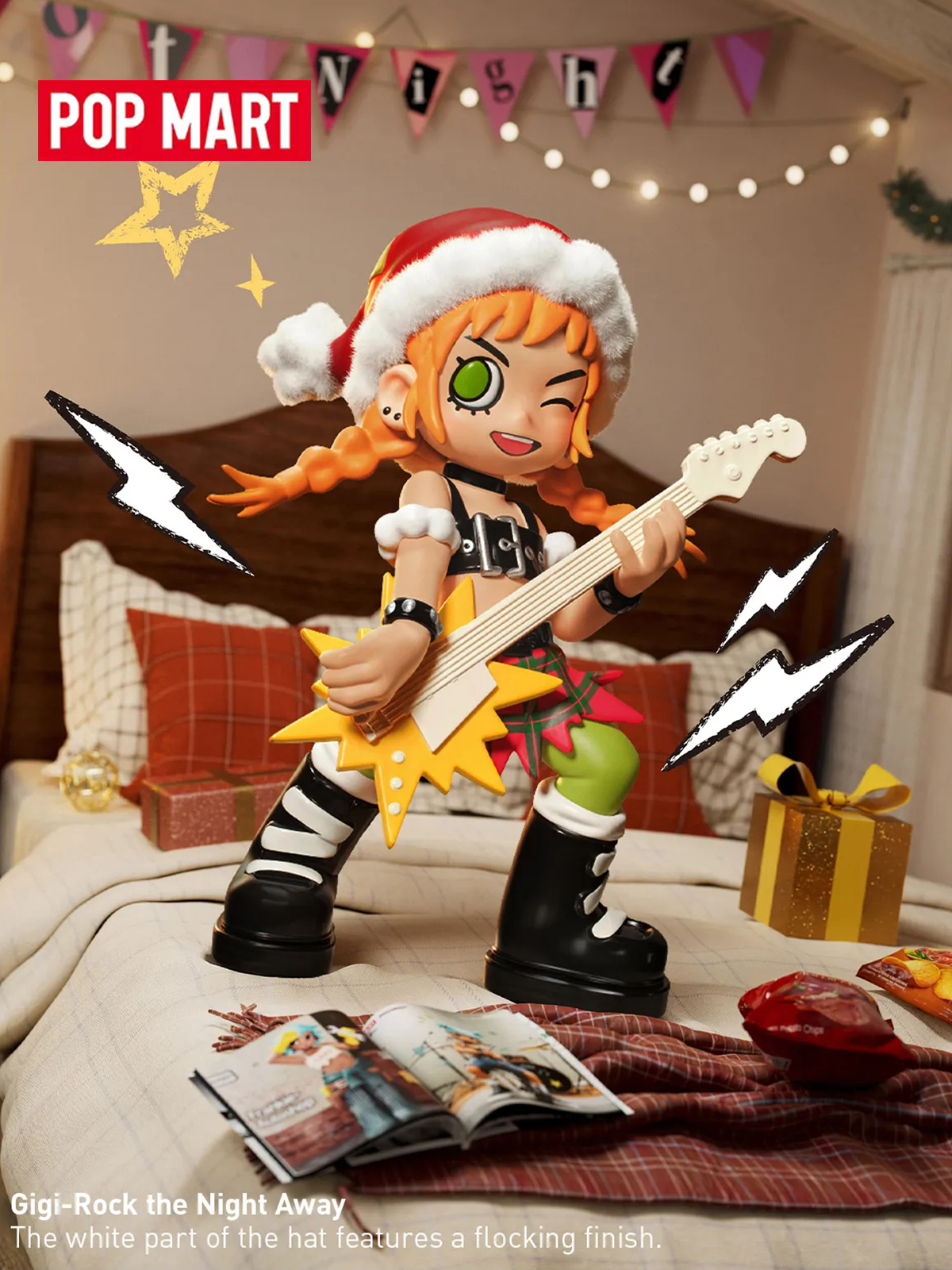 Коллекционная фигурка Слепая коробка POP MART Lil Peach Riot Holiday Mixtape Series Figures-Gigi Rock the Night Away