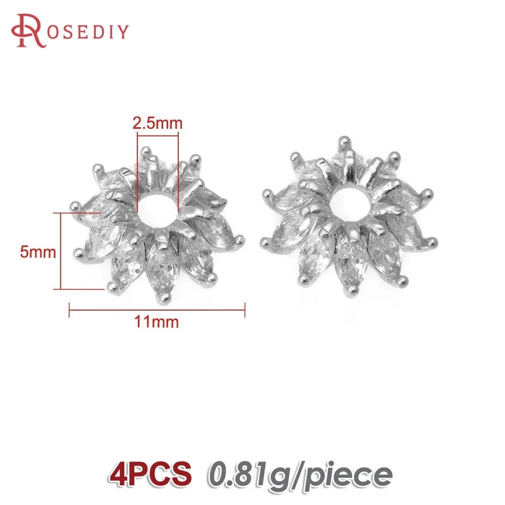 Шапки для бижутерии Rosediy, 11 мм, цвет платина