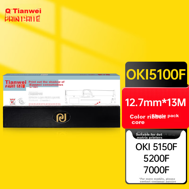 PRINT-RITE OKI5100 6100 Рулонная лента для ML5100F 5150F ML1120 матричных принтеров Цвет：【1 шт】Рулонная лента