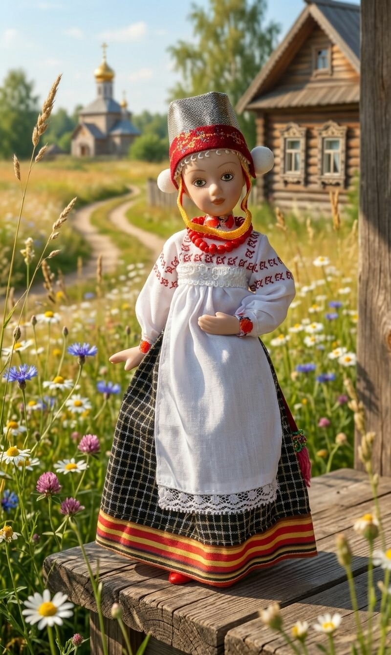 Кукла коллекционная в летнем костюме Рязанской губернии