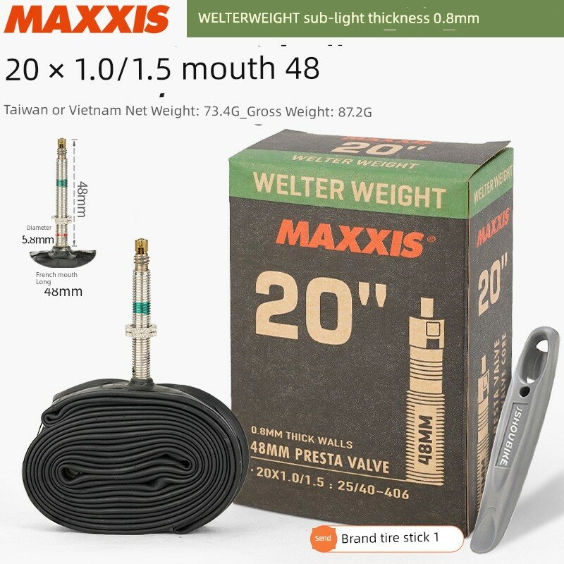 MAXXIS Средняя легкость Велосипедная внутренняя камера для 20 дюймовых горных велосипедных шин 1.0-1.5 ширины с