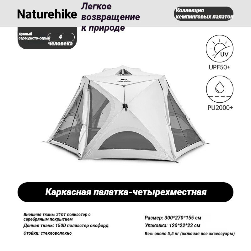 Naturehike Открытая палатка Kabi speed с панорамным окном в крыше, вентиляцией и проветриванием CNK2650WS020