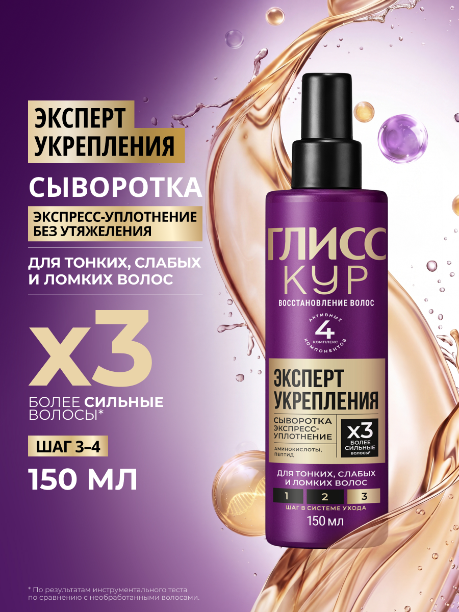Сыворотка для волос Глисс Кур Эксперт укрепления, спрей для волос, 150 мл