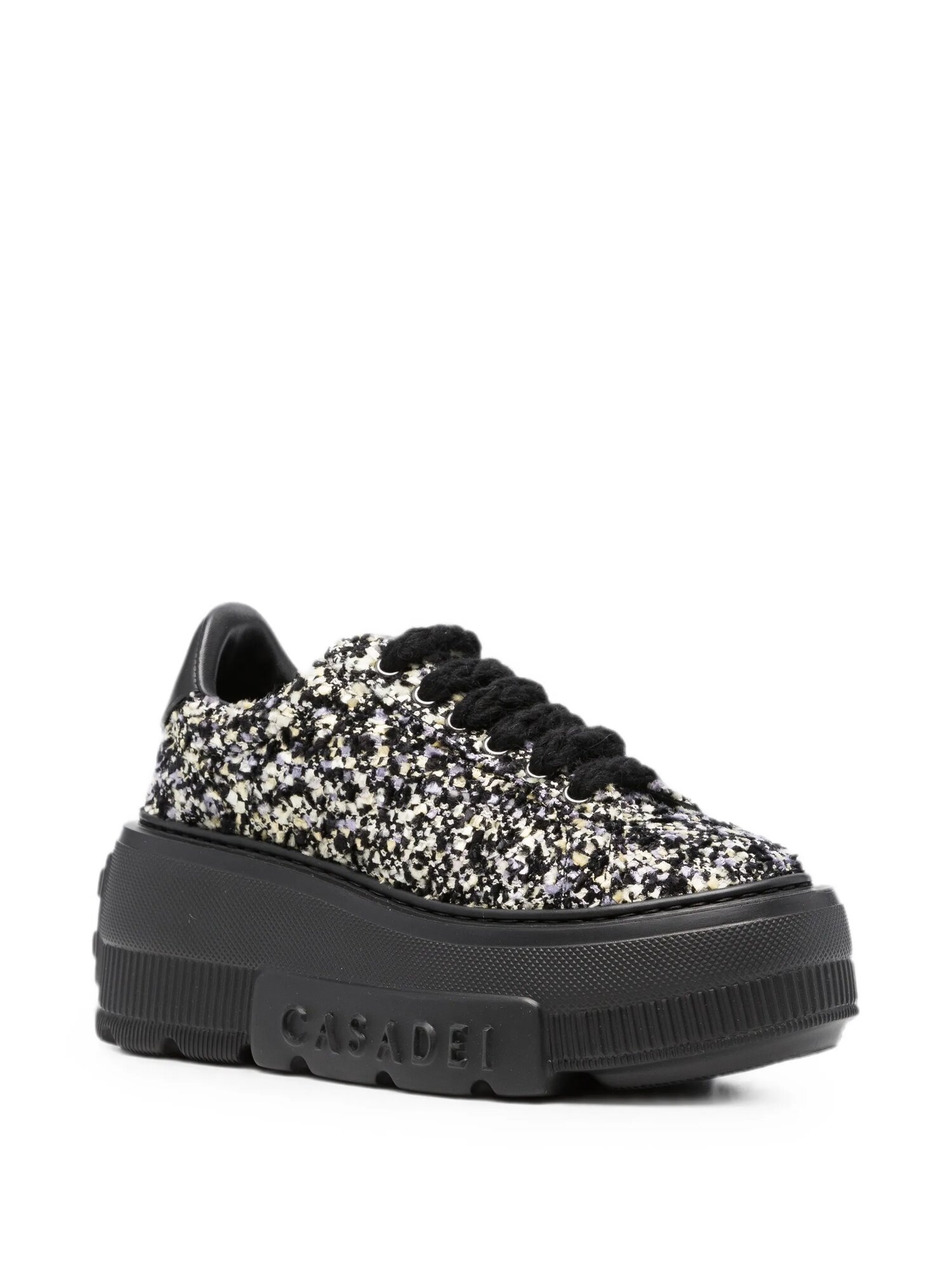 Кроссовки Casadei Bouclé-knit platform sneakers, размер 37,5 — фото 1