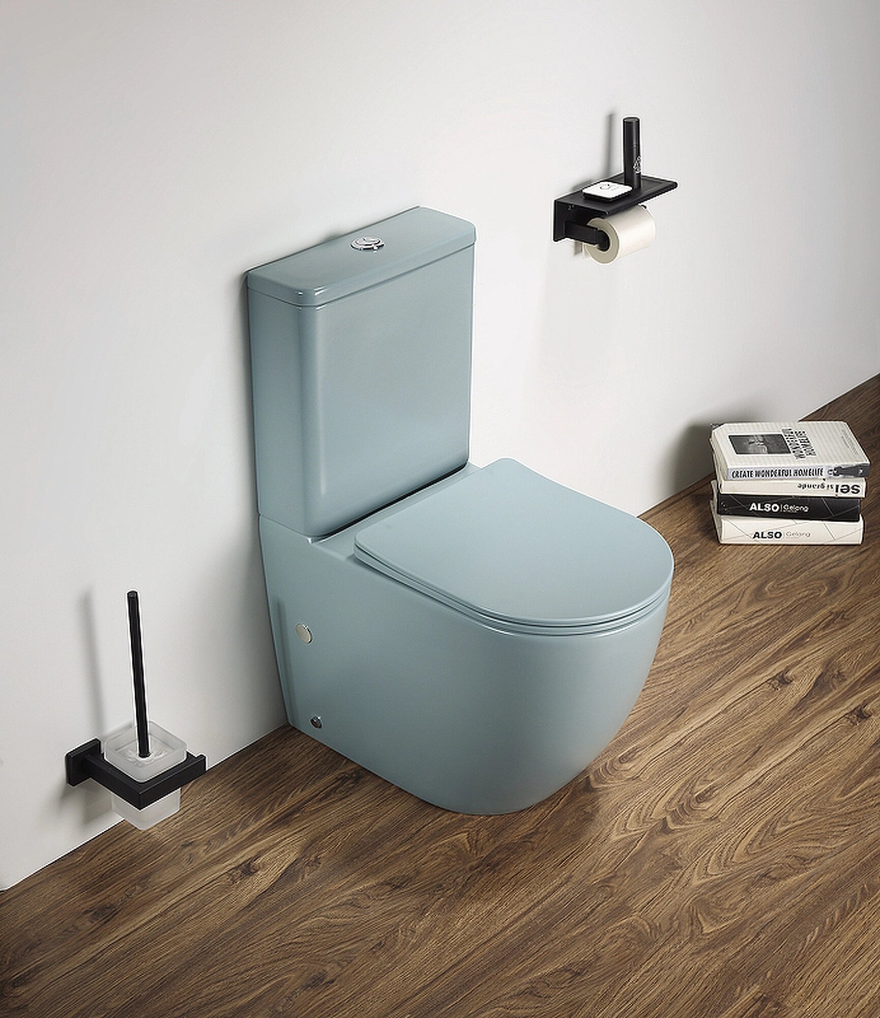 Унитаз компакт CeramaLux 2166XMLG Зеленый матовый с бачком и сиденьем Микролифт
