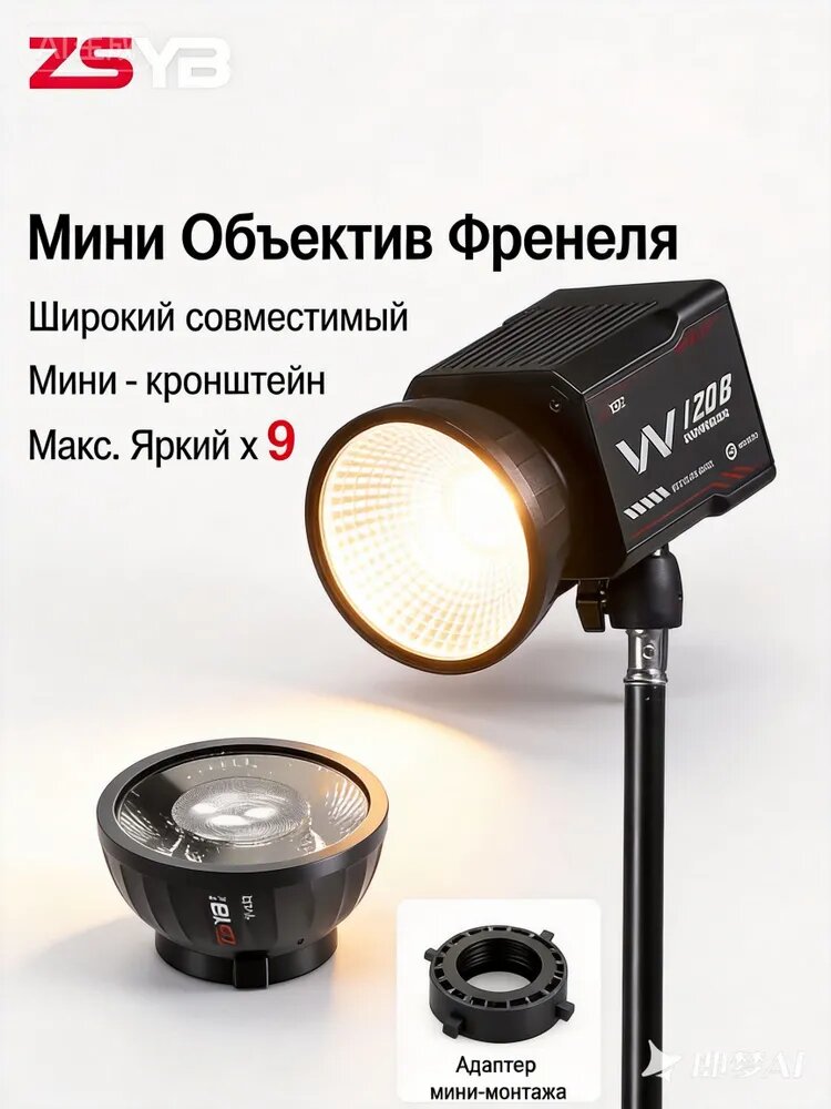 Мини-Френель линза ZSyb YF-80 для фотоосвещения LED мягкий рассеянный свет, для портретов и продуктов