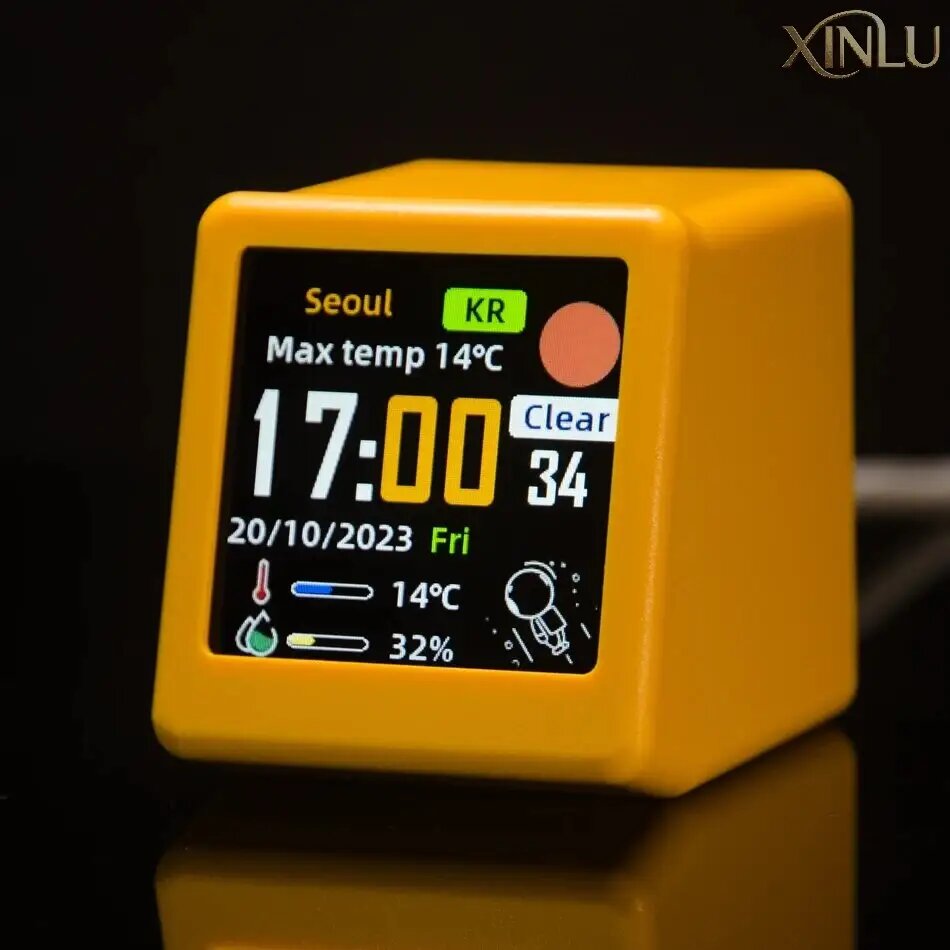 Настольные часы GEEKMAGIC Smalltv-Ultra с прогнозом погоды, Желтый