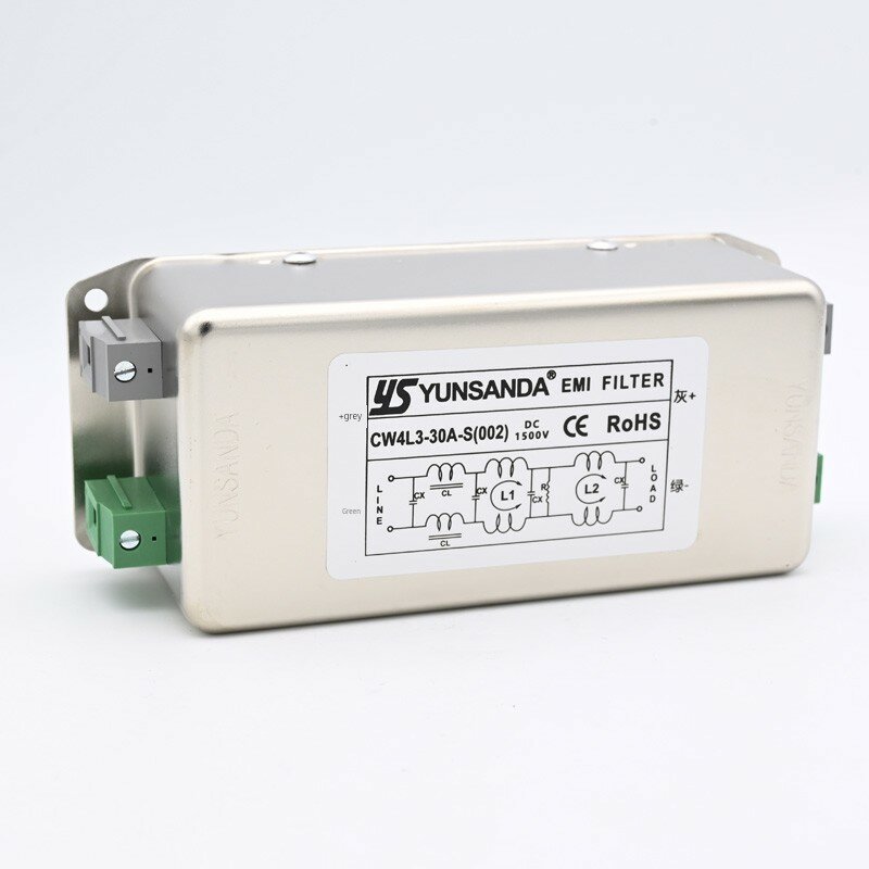 CW4L3-30A-S(002) DC фильтр клеммная колодка с рельсовым креплением, трехступенчатый фильтр для тока 30А,