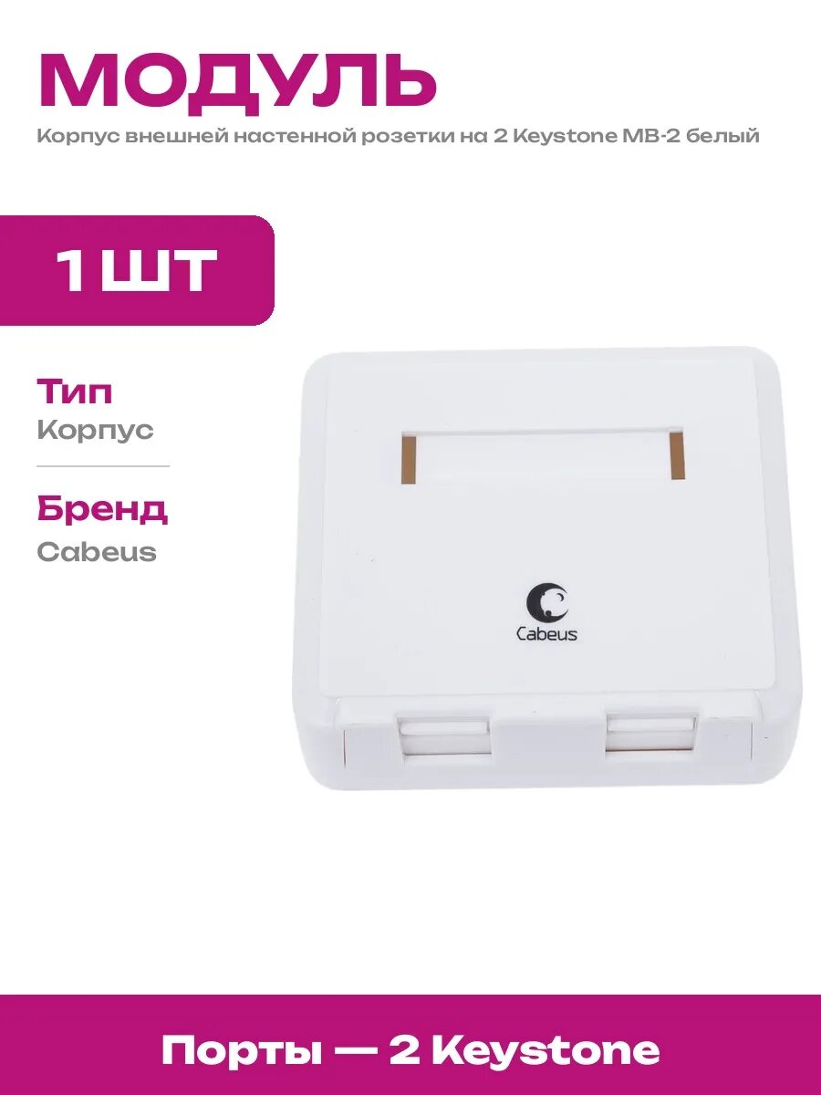 Накладка для 2 портов Keystone настенная для интернета