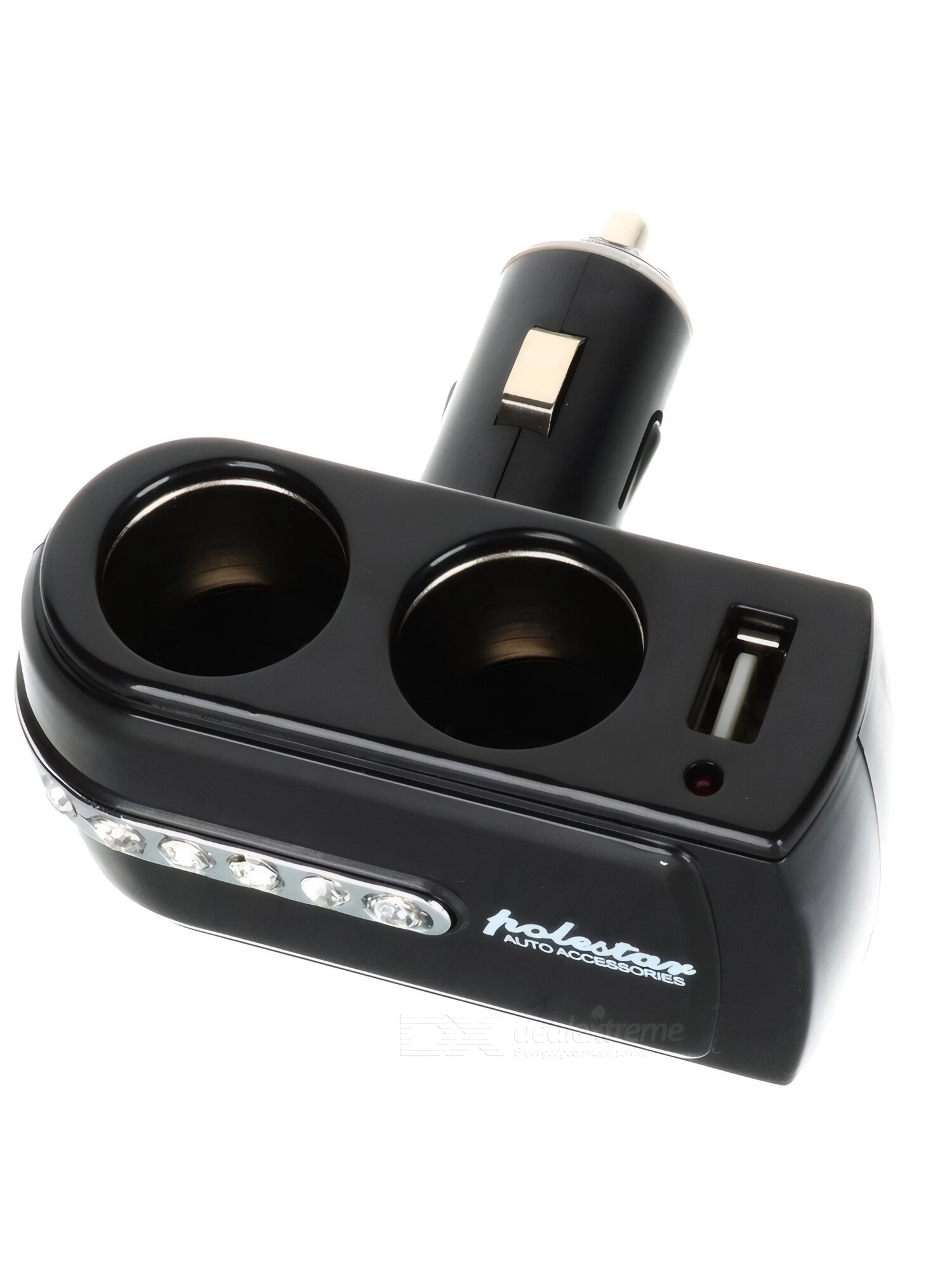 Разветвитель Автостор WF-201 2 разъёма USB 500МА стразы