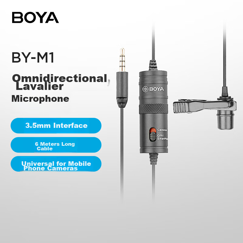 BOYA M1 3.5 мм проводной лепестковый микрофон для профессиональной съемки и стриминга Цвет：[Версия с 3.5 мм разъемом]