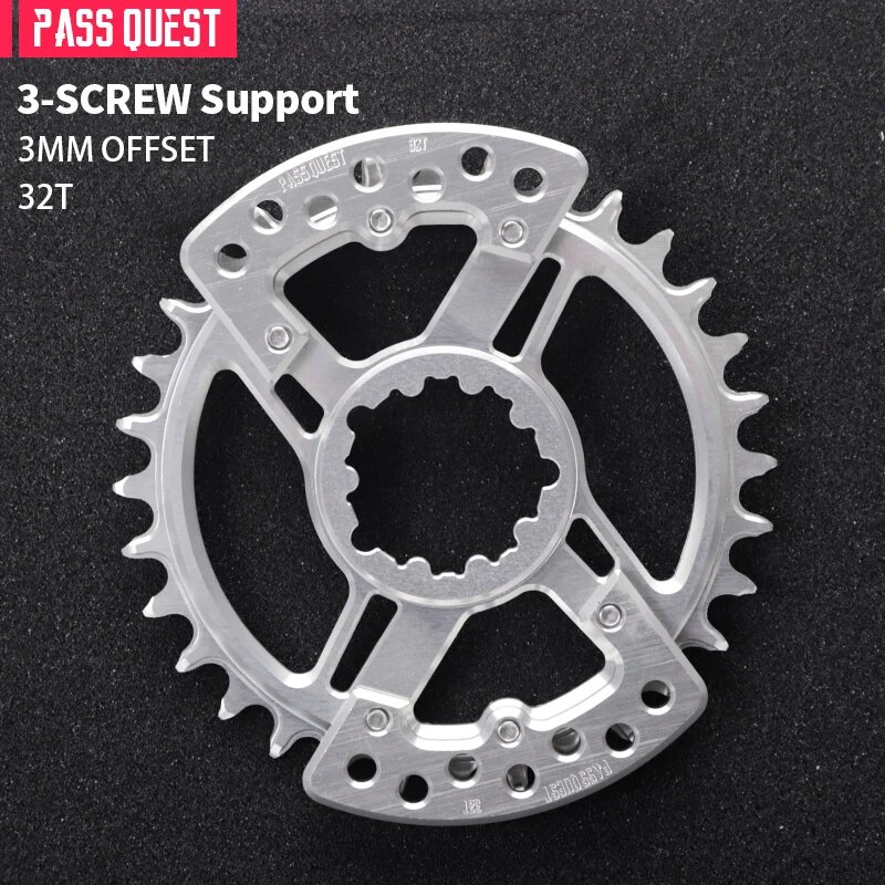 PASS QUEST Защитная пластина ремня для шатунов SRAM SL XX Eagle 3-Nail XX GXP SRAM 32T silver