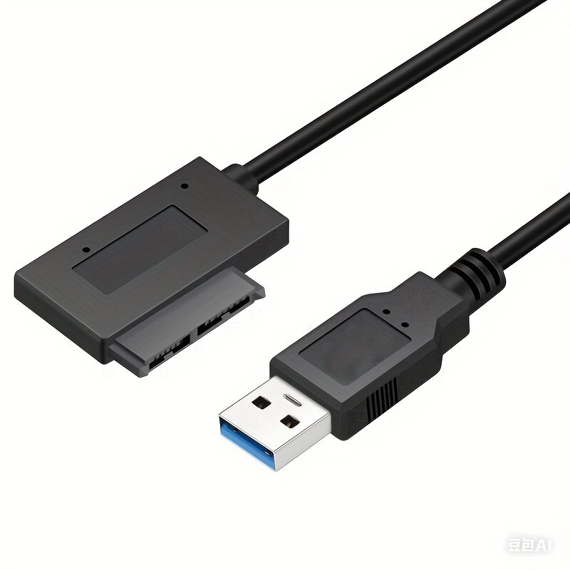 Кабель-адаптер USB 3.0/2.0 на Slimline SATA 7+6 13-pin для оптического привода ноутбука, черный