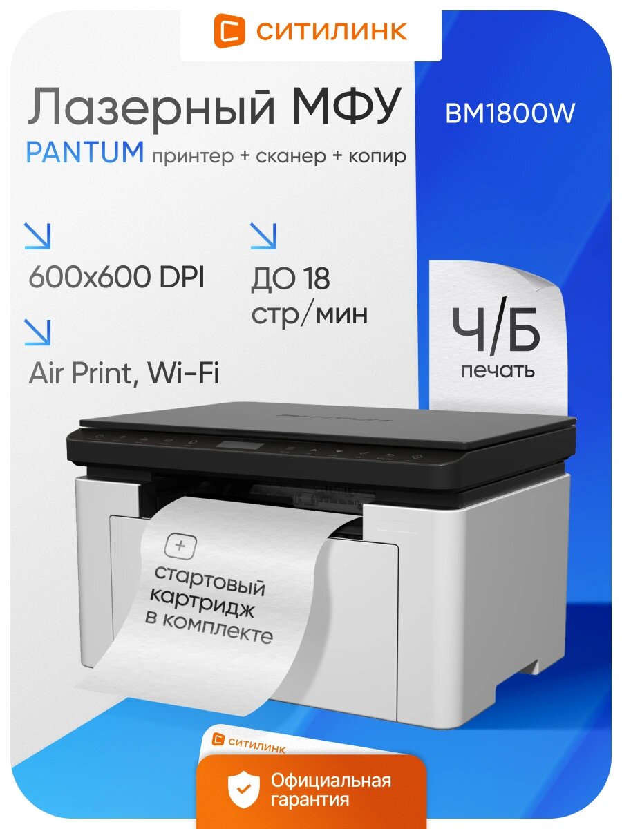 МФУ лазерное Pantum BM1800W черно-белый A4