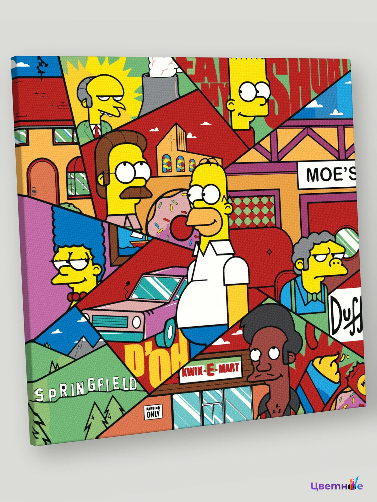 Картина по номерам на холсте с подрамником "Simpsons Симпсоны: Арт", Раскраска 40x40 см, Мультфильмы Фэнтези