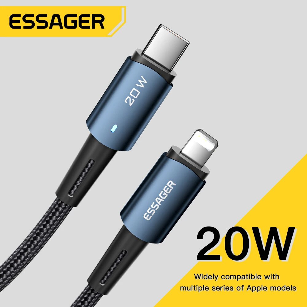 Кабель Essager USB-C Black 2.4A, 1 м