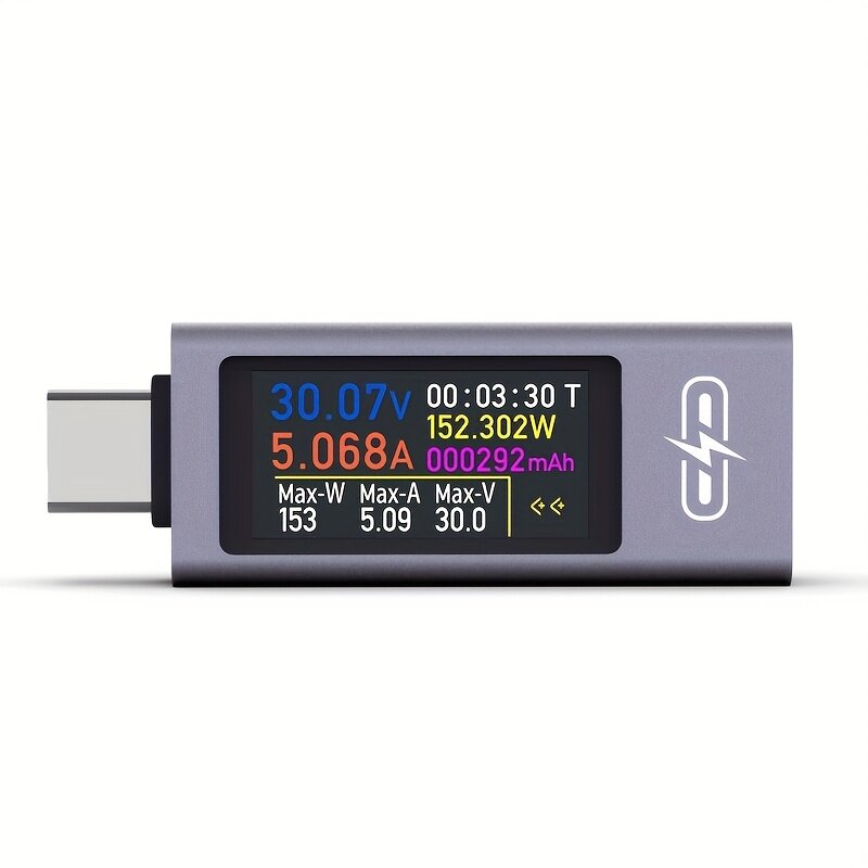Многофункциональный USB Type-C тестер UT02C, 4-30V, 12A, поддержка тестирования быстрой зарядки, мониторинг температуры CPU, портативный измеритель напряжения и тока, цветной TFT-дисплей 0.96 дюйма