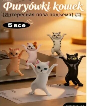 Набор из 5 предметов "Танцующий кот", подставка для ручек, украшения, изысканная подарочная коробка.