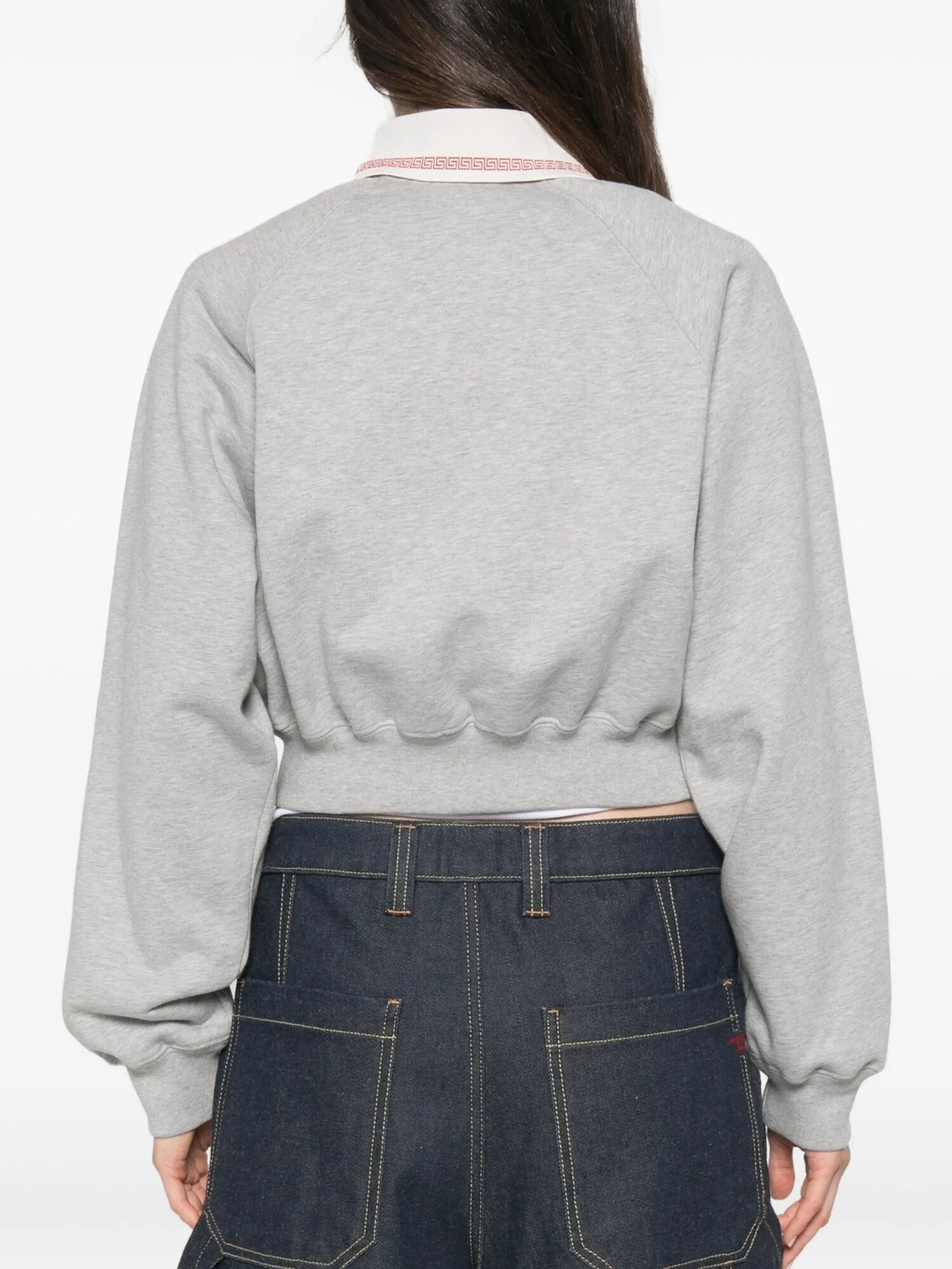 Толстовка Versace Logo-embroidered cropped sweatshirt, размер 40 — фото 1