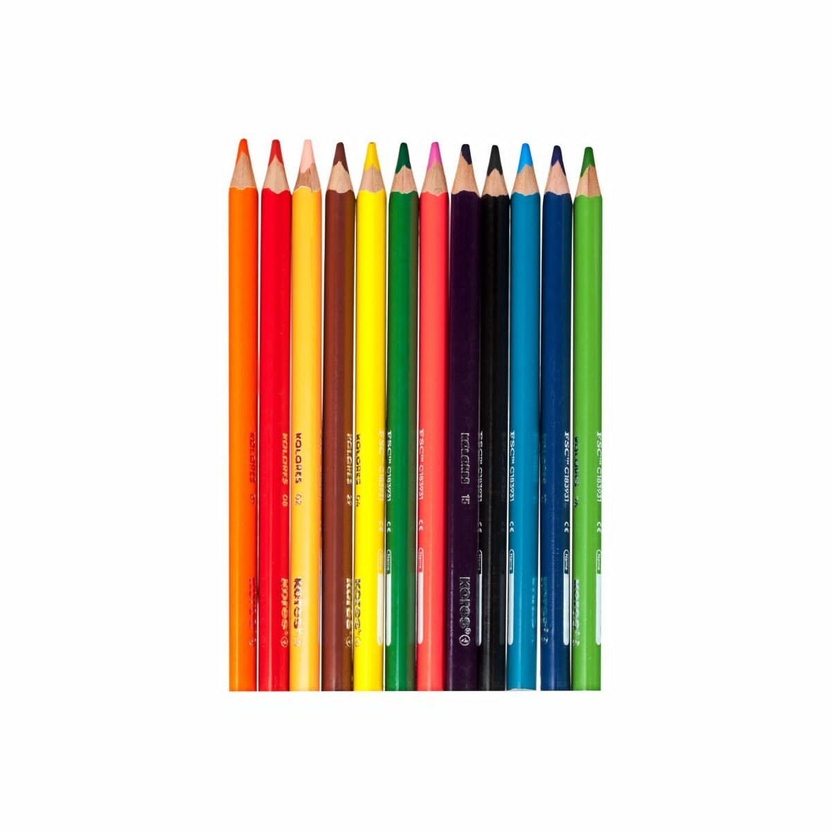 Карандаши цветные 12 цветов Kores Jumbo (L=175мм, 3гр, утолщенные) (93515), 48 уп.