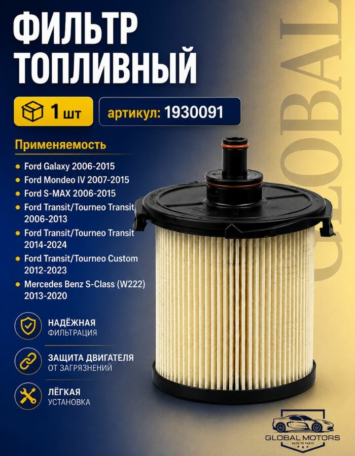 Фильтр топливный Ford Transit 1930091 / Transit 7, Transit 8, Tourneo Custom 2.2 TDCi