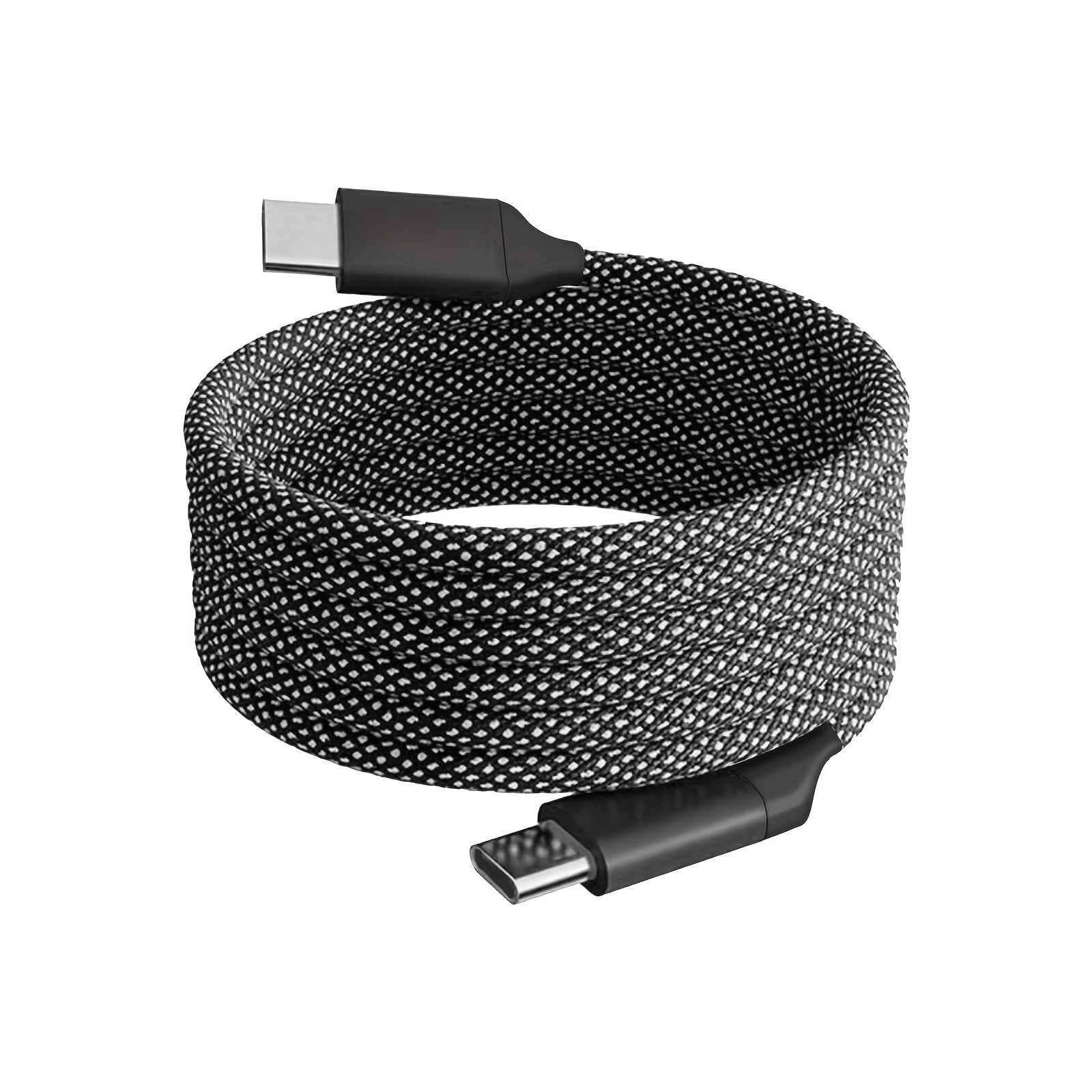 Кабель магнитный USB C to C с самонаматывающейся катушкой, быстрая зарядка и передача данных, оплетка, для ноутбуков, планшетов, смартфонов