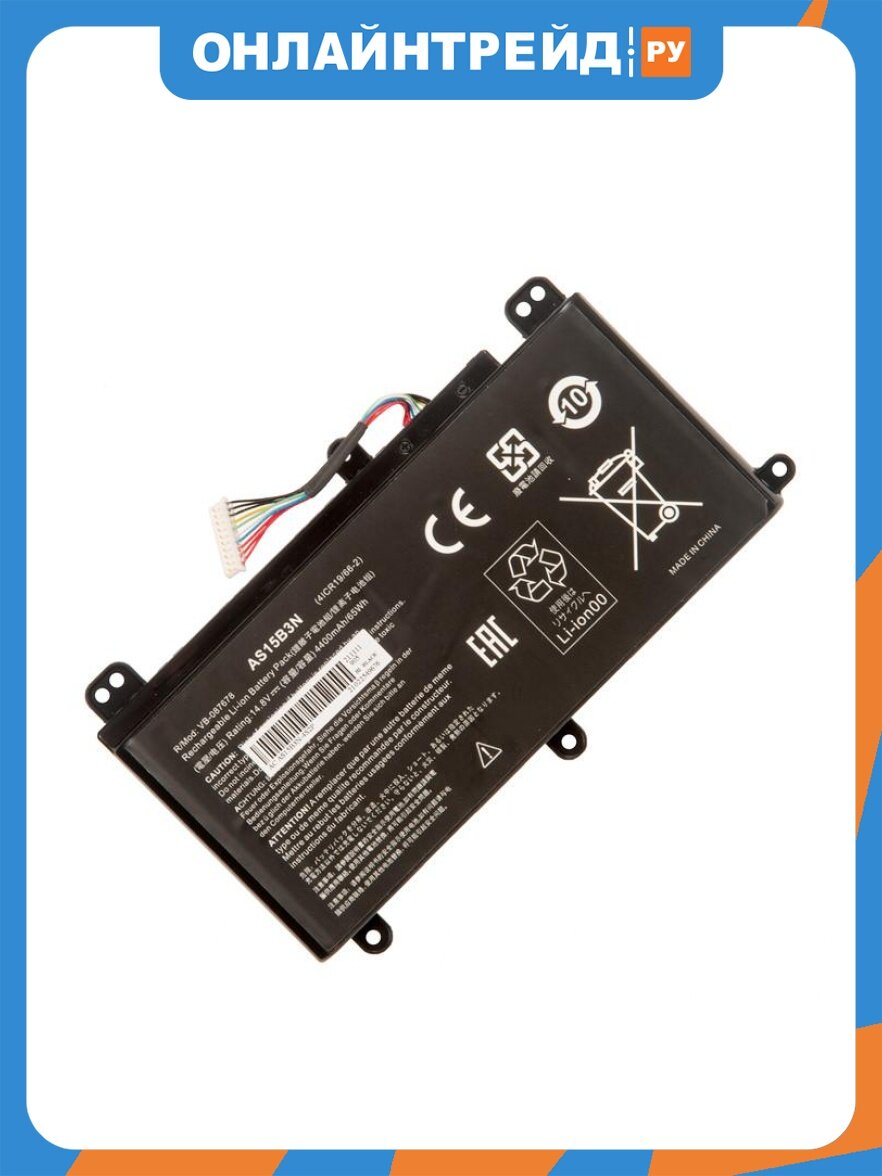 Аккумулятор Rocknparts для ноутбука Acer Predator 17 G9-791, 17 G9-792, 15 G9-591, 15 G9-591R, 15 G9-592 4400mAh 14.8V