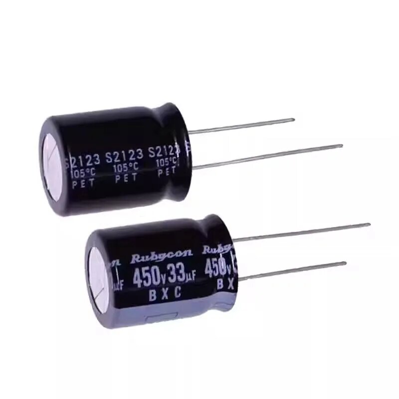 10 шт. 33 мкФ 450 В (33UF 450V 16 x 20 мкм) импортные алюминиевые электролитические конденсаторы Rubycon BXC, новые, высокочастотные, с длительным сроком службы.
