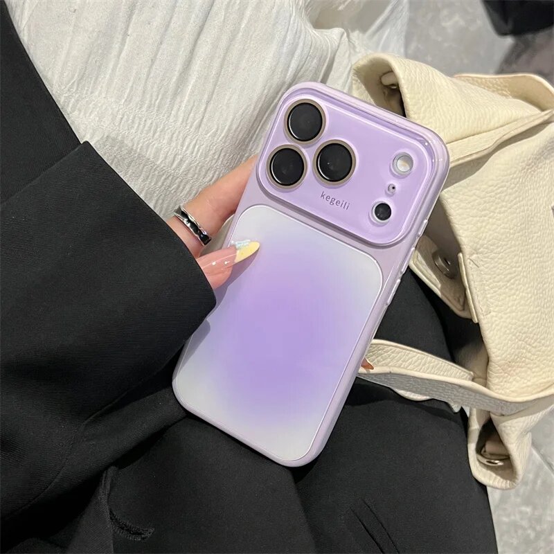 Чехол Gradient Halation с большим окном для камеры для iPhone 17 16 15 iPhone17, Фиолетовый, Purple