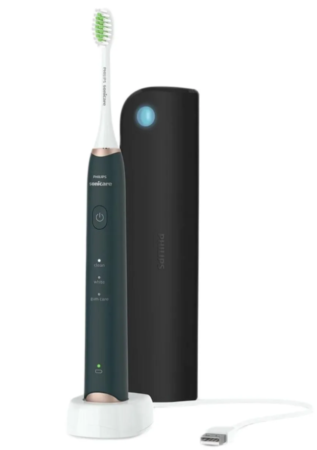 Электрическая зубная щётка Philips Sonicare 3500 series HX2451 темно-зеленый, 3 режима, футляр-стерилизатор, зарядная база, версия CN