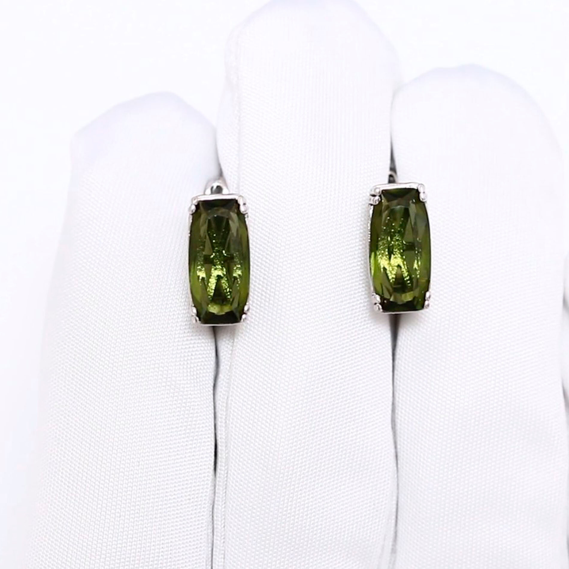 Серьги, серебро, 925 проба, родирование, фианит, кварц