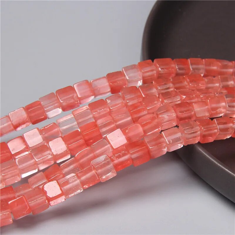 Розовые кубики из агата 6 мм, Watermelon