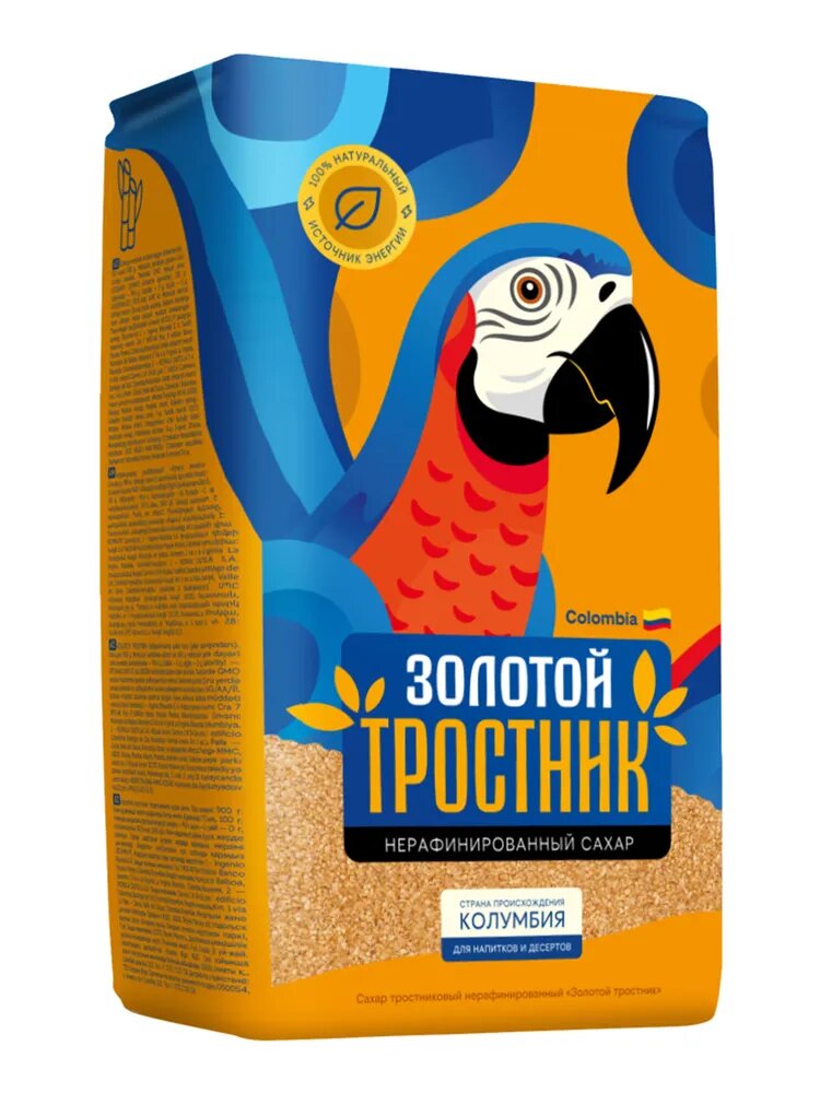 Золотой тростник Сахар Тростниковый Песок 900г. 1шт.