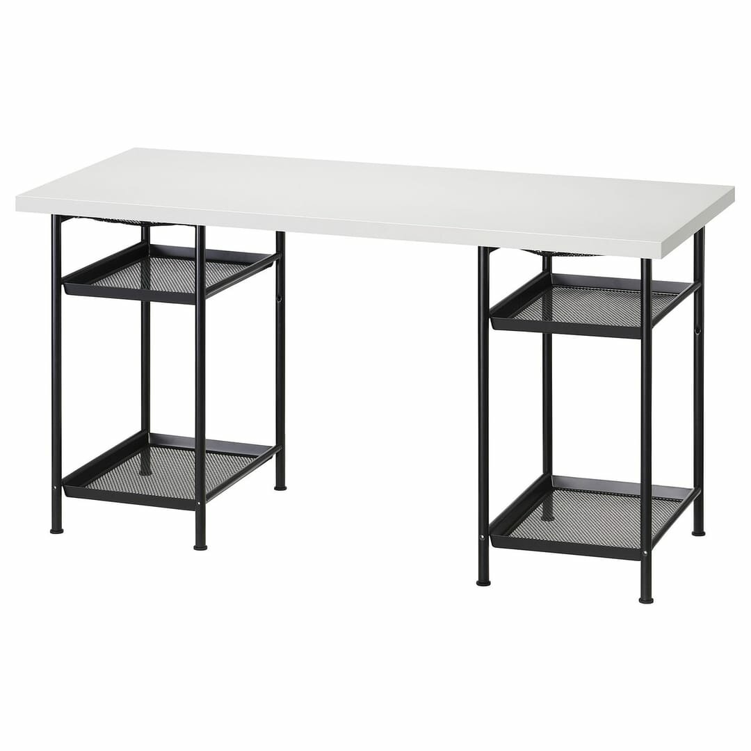 Письменный стол IKEA LAGKAPTEN / SP ND, белый, черный, 140x60 см 595.638.56