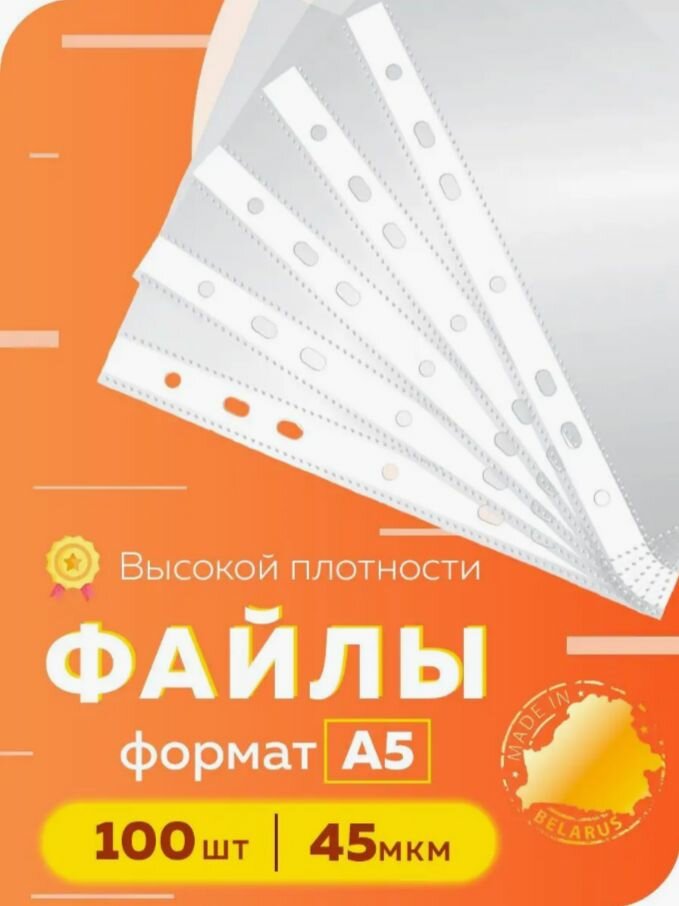 XFILE Файл A5 100 шт, 45 мкм для бумаг офисные канцелярия
