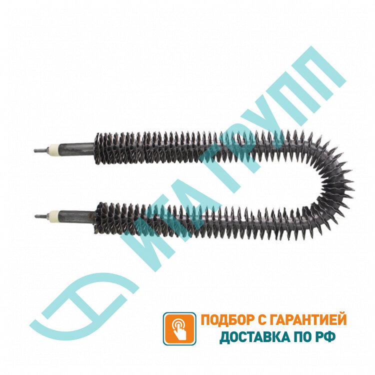 ТЭН 2000W, черн, L300мм, оребренный, межосевое расстояние 70-75мм, подвижный воздух, Ф2, 220V, 06.202