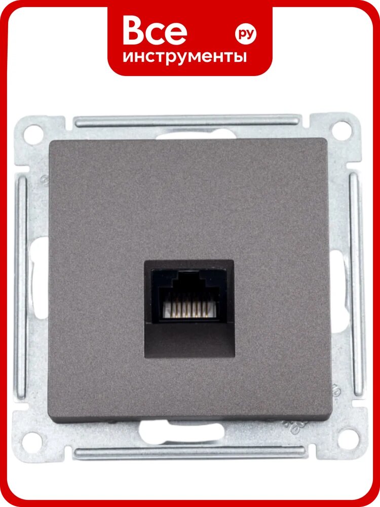 Розетка компьютерная Systeme Electric AtlasDesign, RJ45, 5e, механизм, Мокко ATN000683
