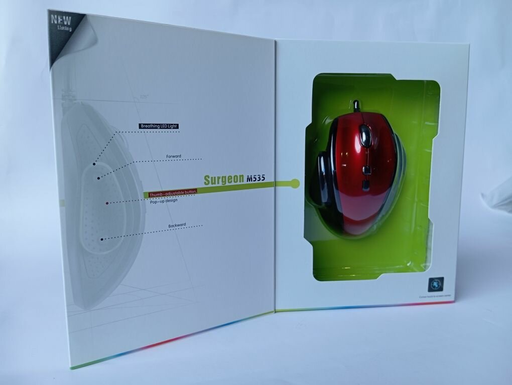 Мышь DELUX "M535"опт.(1000/1500/2000/3000 DPI), USB, (7 кн+скролл), черно-красная